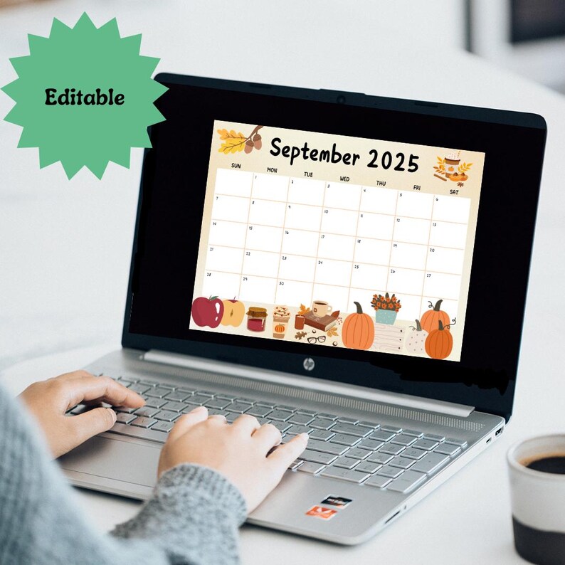 Editable September 2025 Calendar, Printable Fillable Digital Download ...