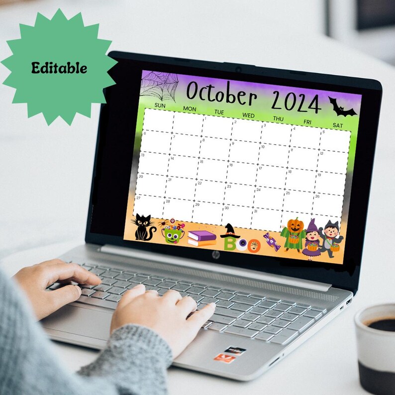 Editable October 2024 Calendar, Fall Autumn Digital Download, Printable ...