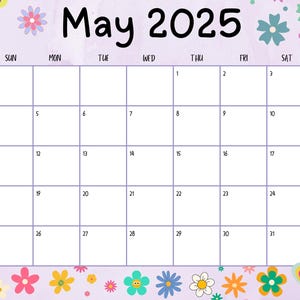EDITABLE May 2025 Calendar, Printable Wall Calendar, Digital Download ...