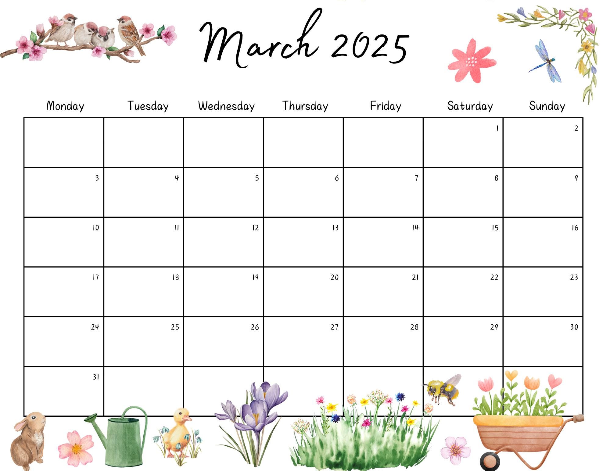 EDITABLE March 2025 Calendar Fillable Monthly Classroom Digital ...