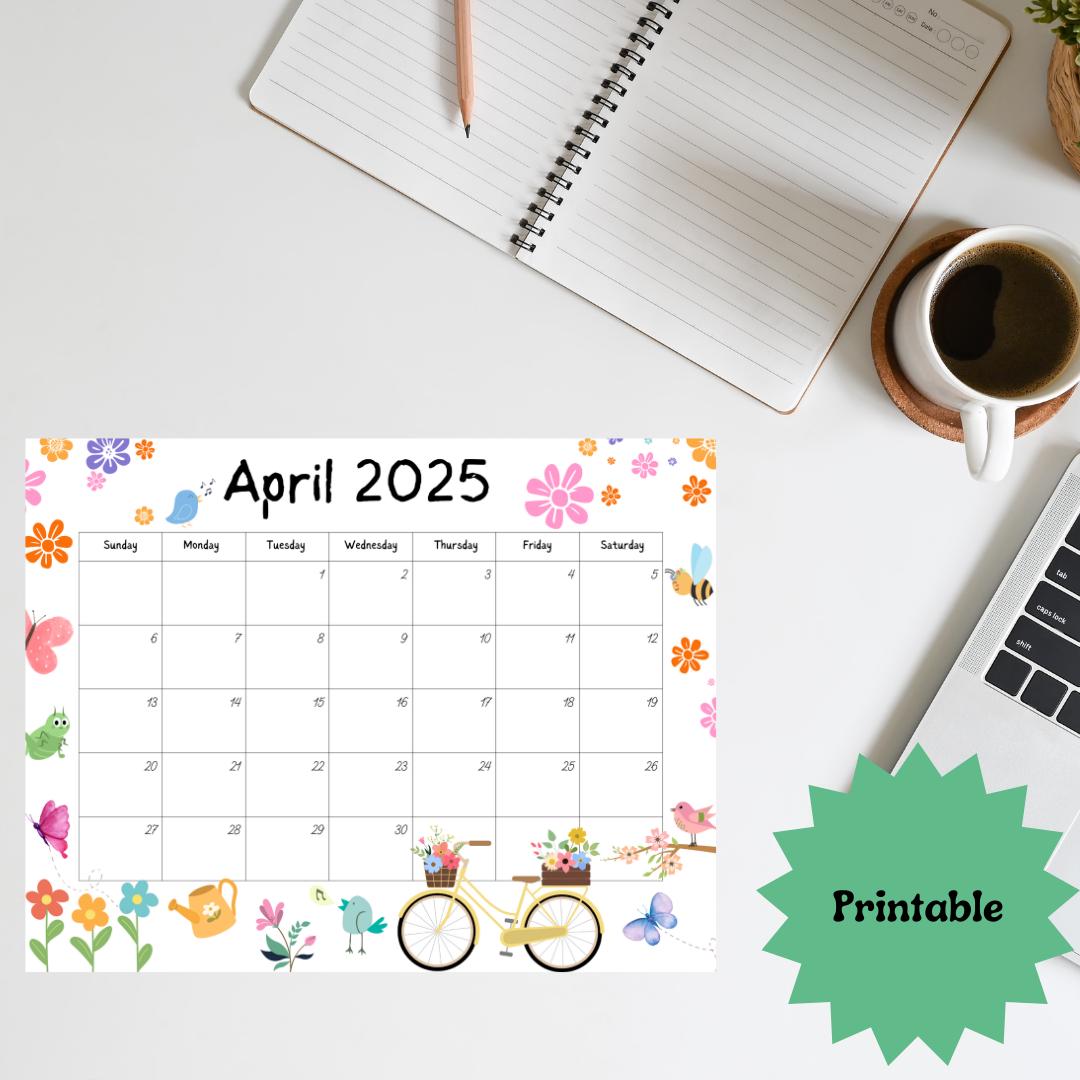 Editable April 2025 Calendar, Fillable Printable Planner, Classroom ...