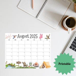 Editable August 2025 Calendar, Printable Fillable Digital Download ...