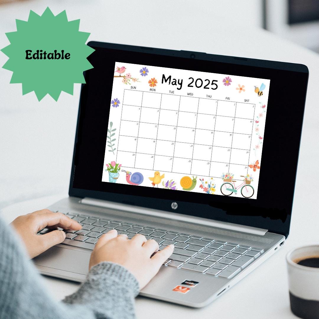 Editable May 2025 Calendar Printable Activity Planner, Cute Spring ...