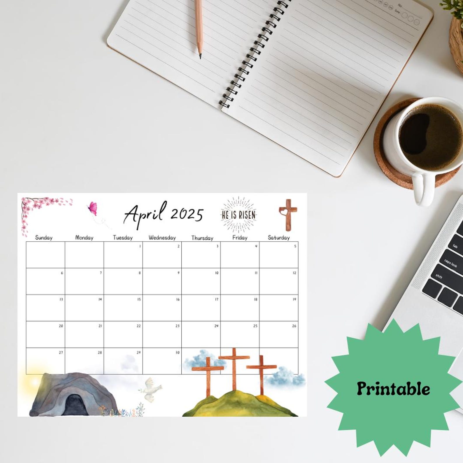 EDITABLE April 2025 Calendar, Easter Calendar, Activity Planner ...