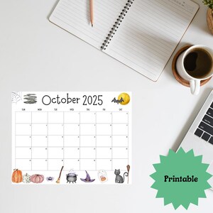 Editable October 2025 Calendar, Printable Fillable Digital Download ...