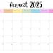 Editable August 2025 Calendar Printable Activity Planner, Rainbow ...