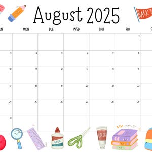 Editable August 2025 Calendar, Fillable Printable Digital Download ...