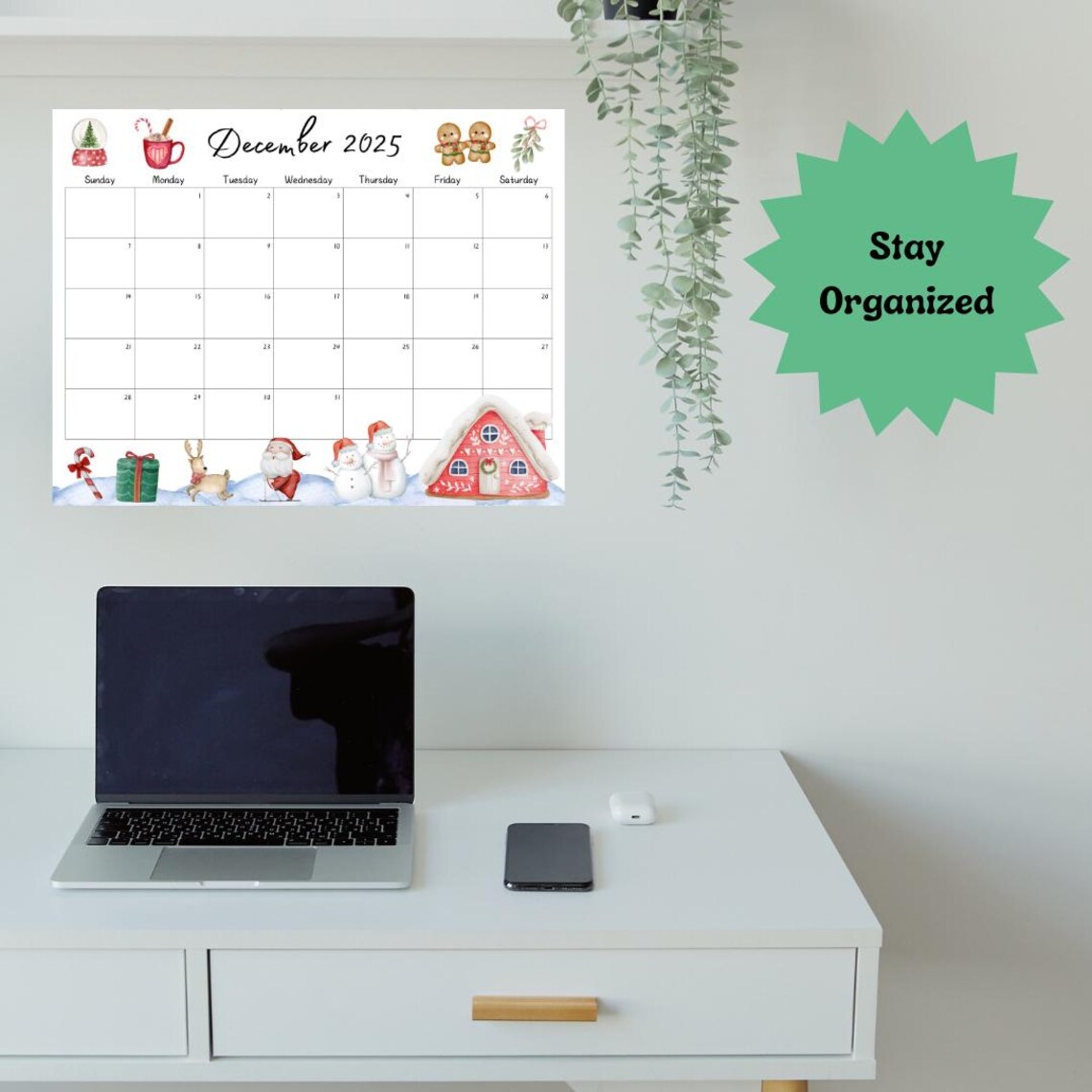 Editable December 2025 Calendar, Fillable Printable Digital Download ...