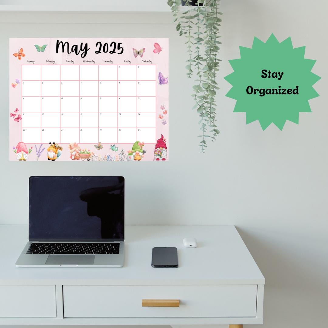 EDITABLE May 2025 Calendar, Printable Wall Calendar, Digital Download ...