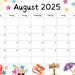 Editable August 2025 Calendar, Printable Fillable Digital Download ...