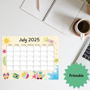 Editable July 2025 Calendar, Fillable Printable Planner Digital ...