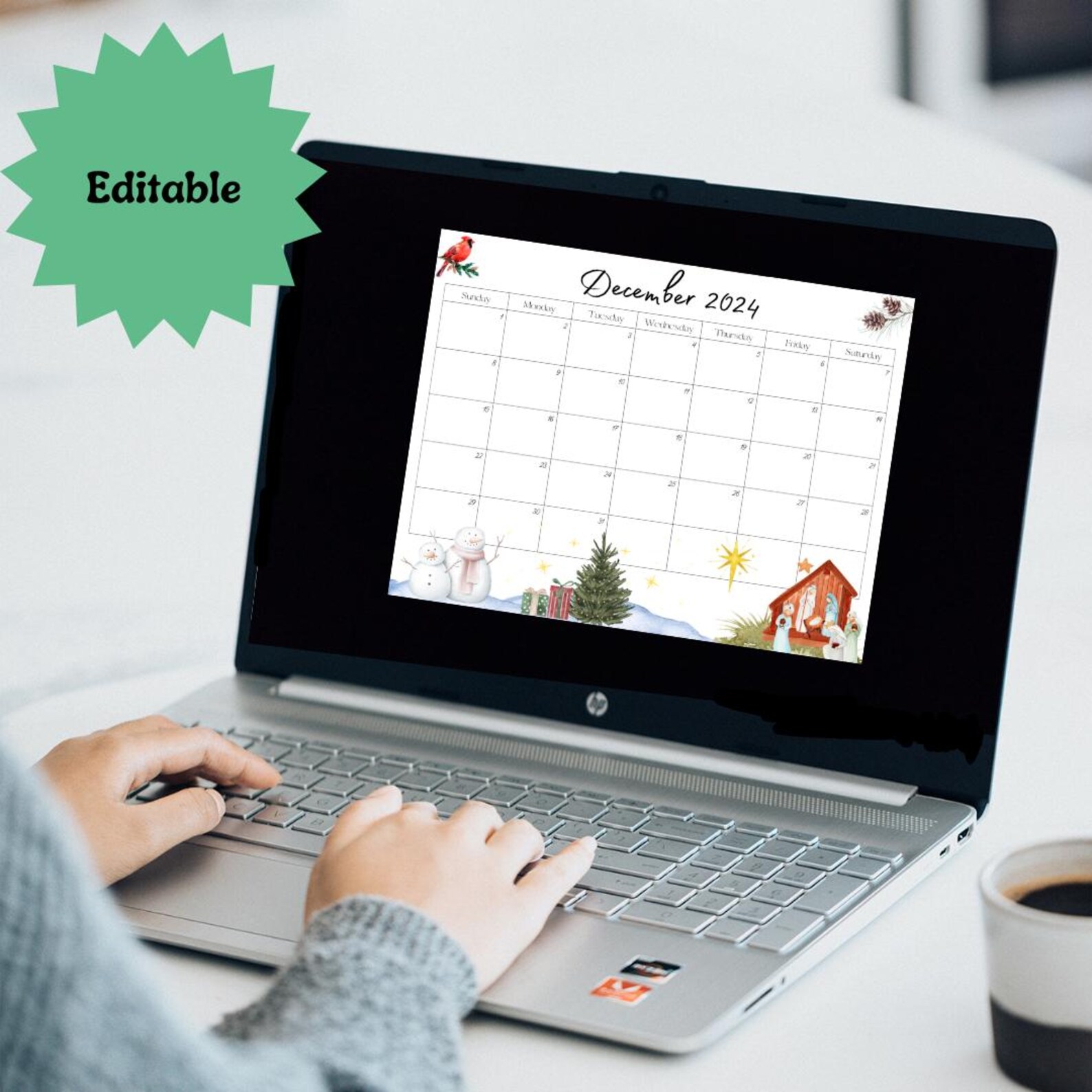 Editable December 2024 Calendar Printable, Activity Planner, Classroom ...