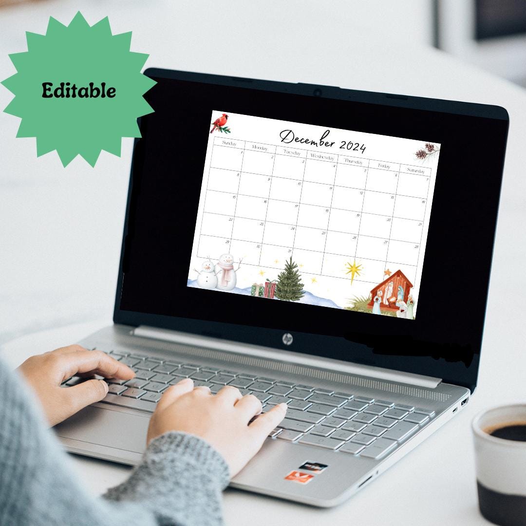 Editable December 2024 Calendar Printable, Activity Planner, Classroom ...