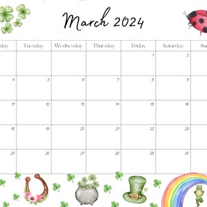 Editable March 2024 Calendar Printable, Activity Planner, Classroom ...