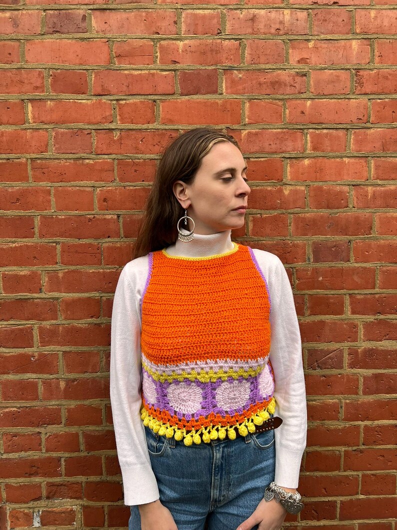 Granny Square Sweater, Granny Square Vest, Patchwork Sweater, Handmade ...