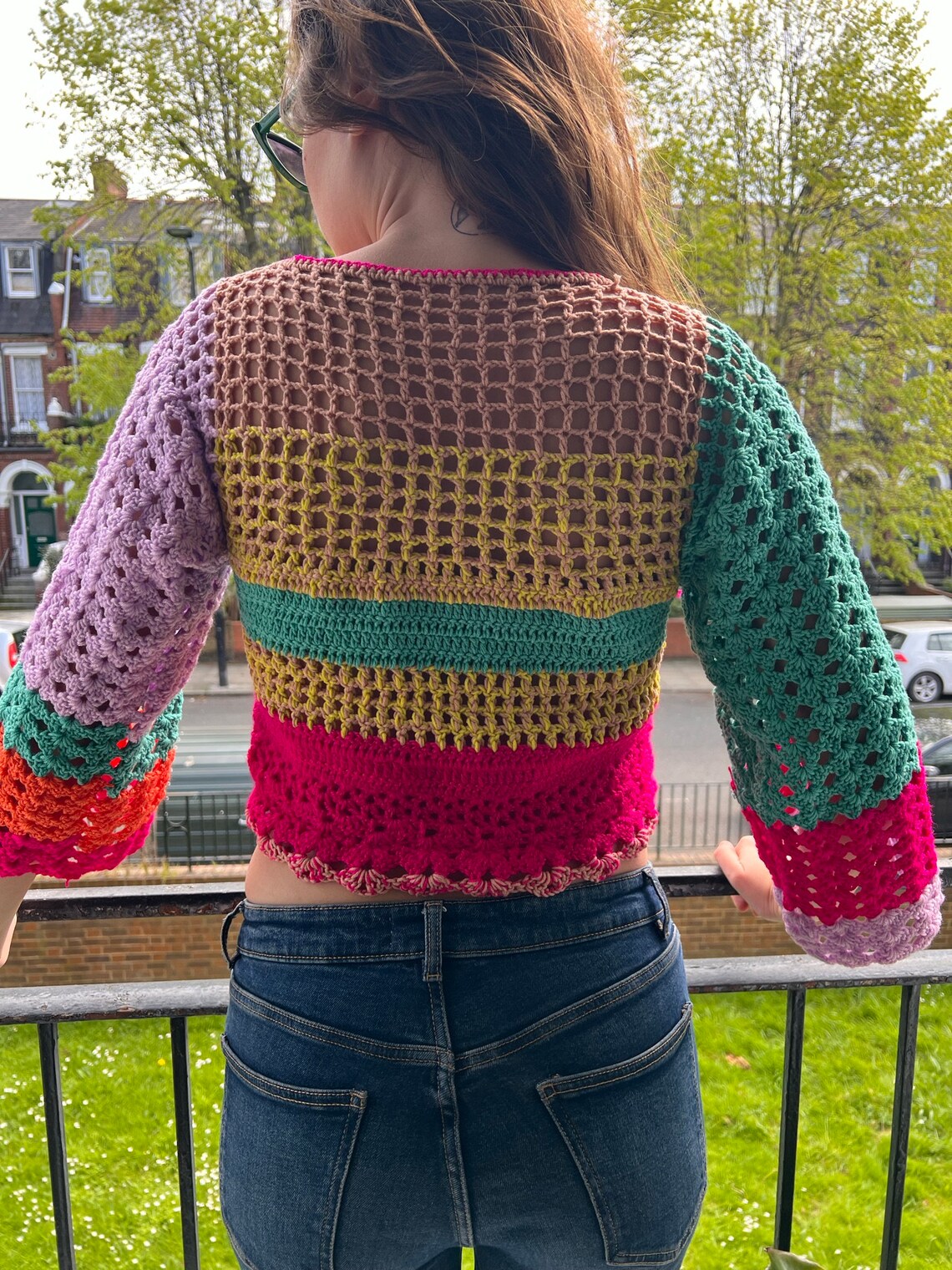 Bohemian Crochet Mesh Top, Cute Summer Rainbow Crop Top, Colorful Mesh ...