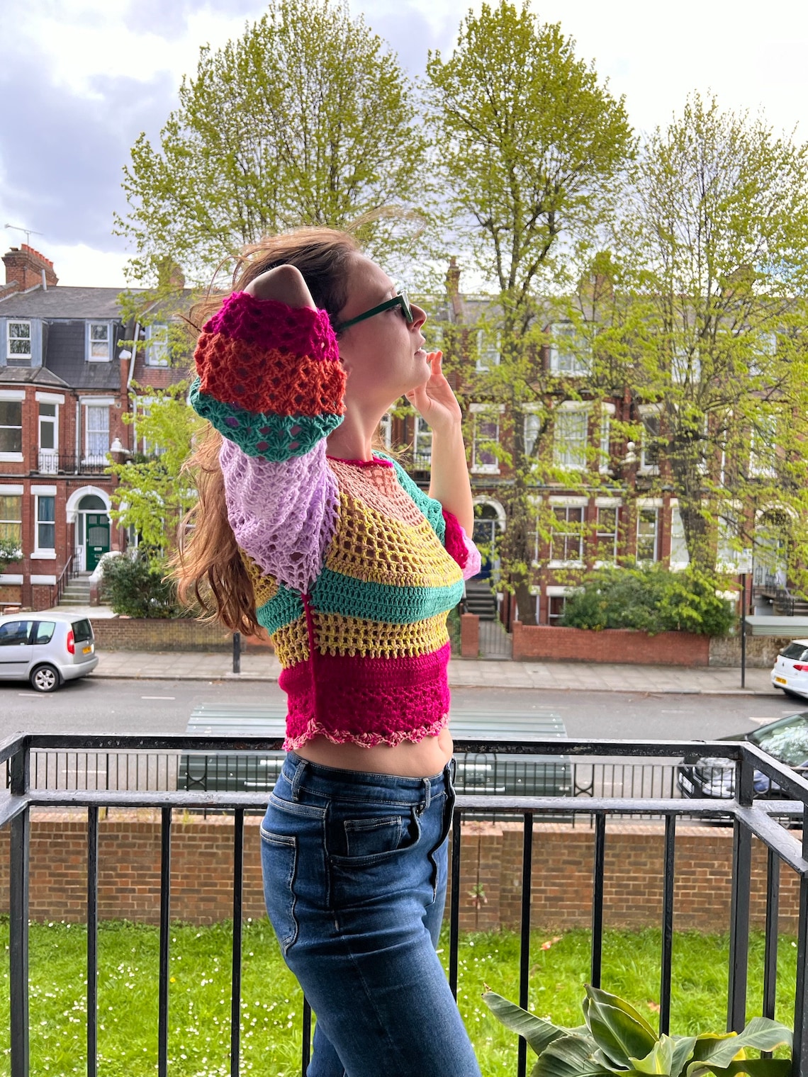 Bohemian Crochet Mesh Top, Cute Summer Rainbow Crop Top, Colorful Mesh ...