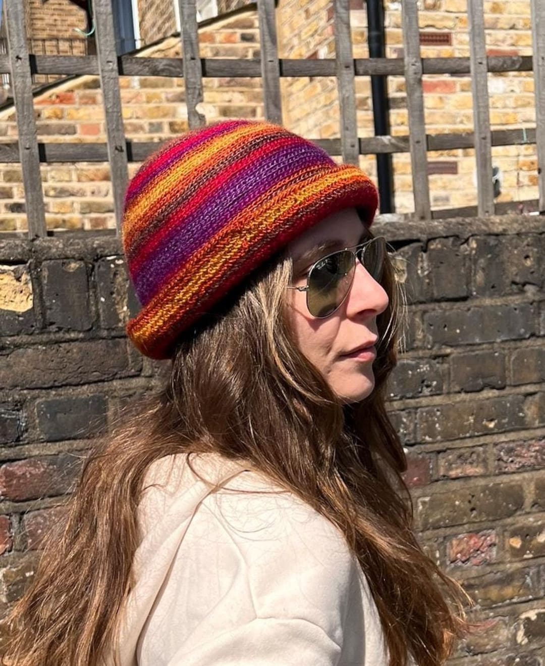 Handmade Crochet Rainbow Striped Bucket Hat: Colorful Cotton Knit - Etsy