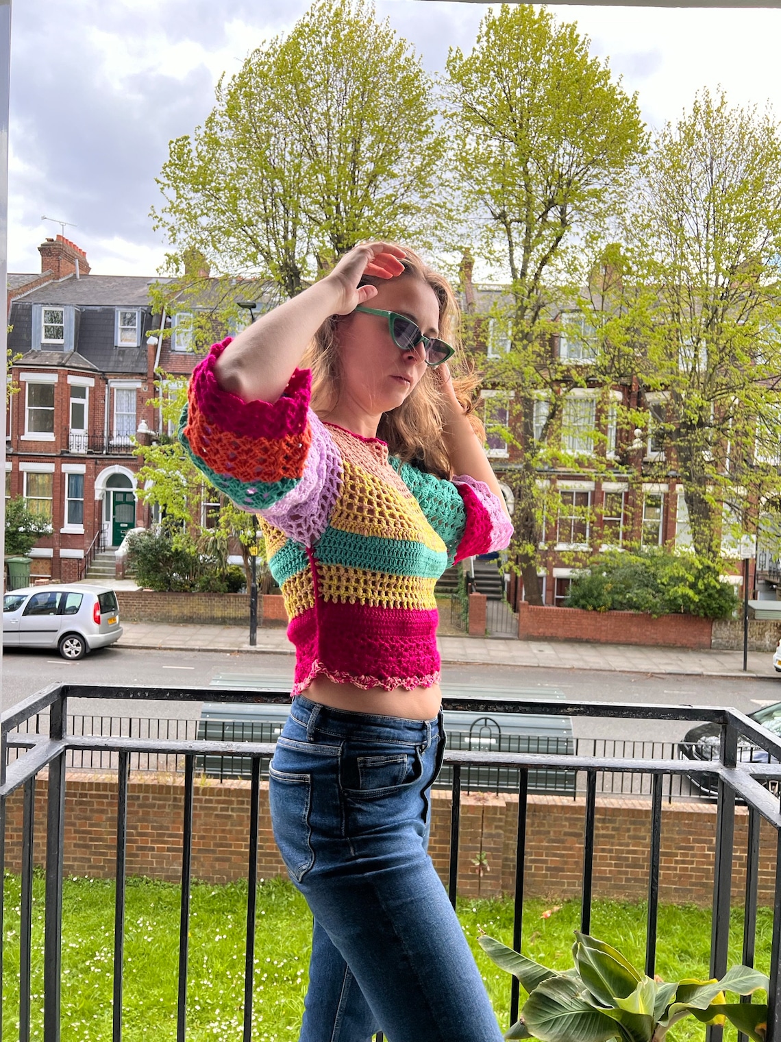 Bohemian Crochet Mesh Top, Cute Summer Rainbow Crop Top, Colorful Mesh ...