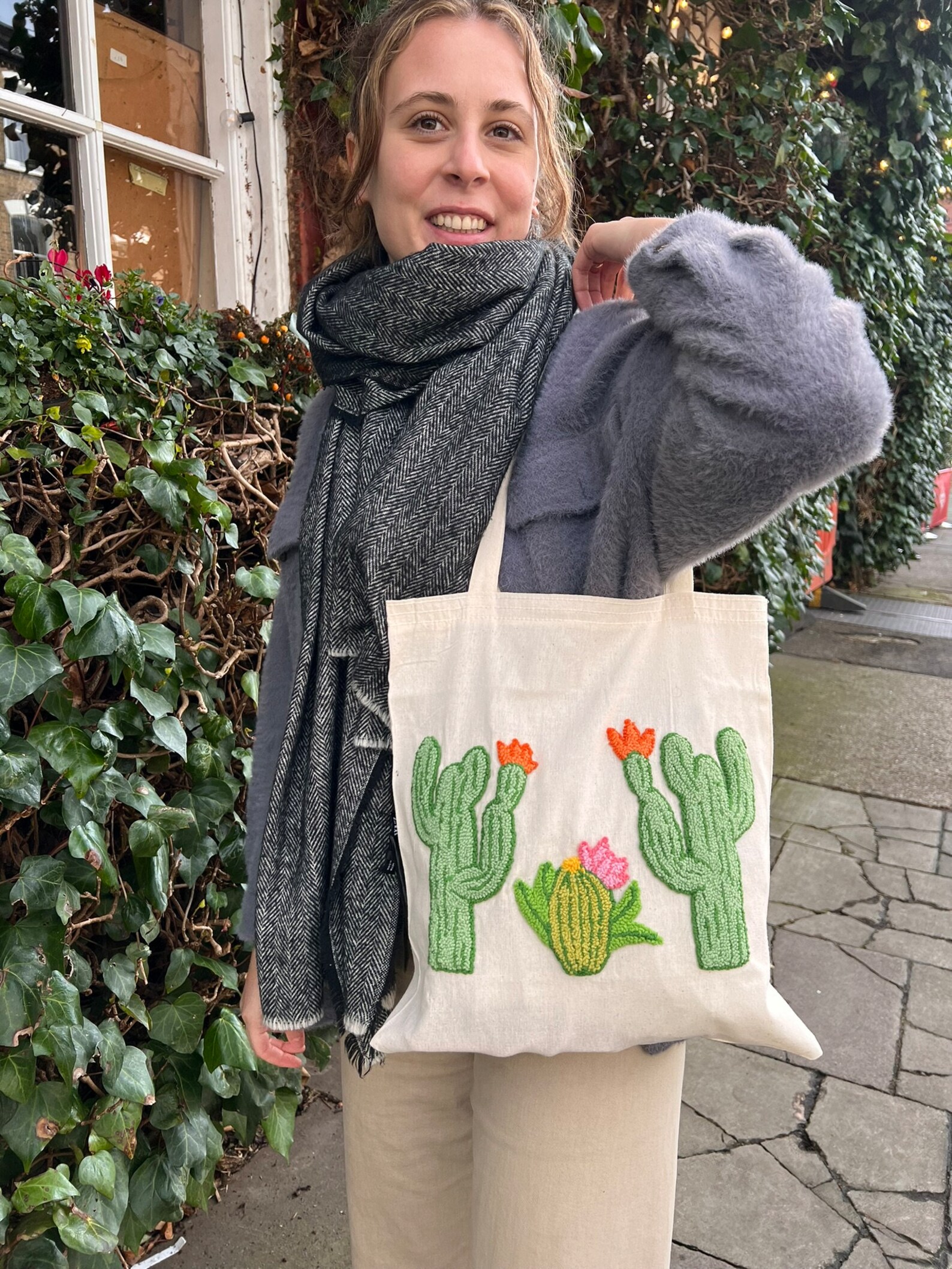 Personalized Punch Needle Lemon Tote Bag: Handmade Cotton Canvas - Etsy