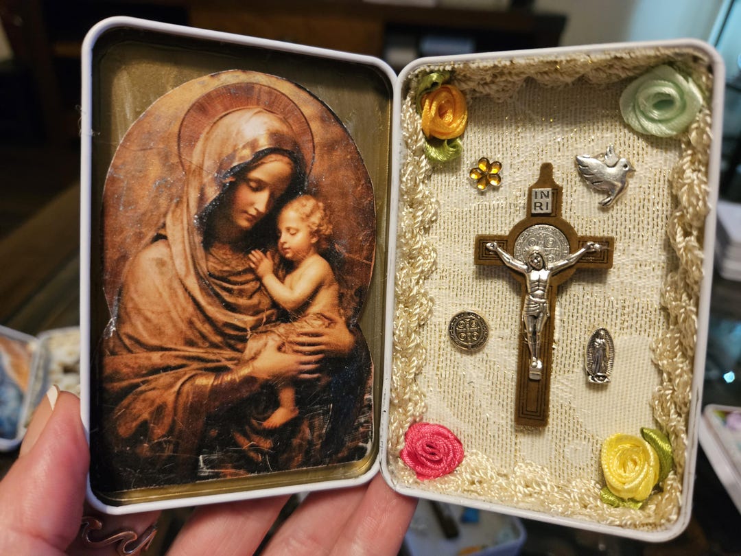 Sacred Heart Mini Shrine: Collectible Christian Altar Tin, Handmade in ...