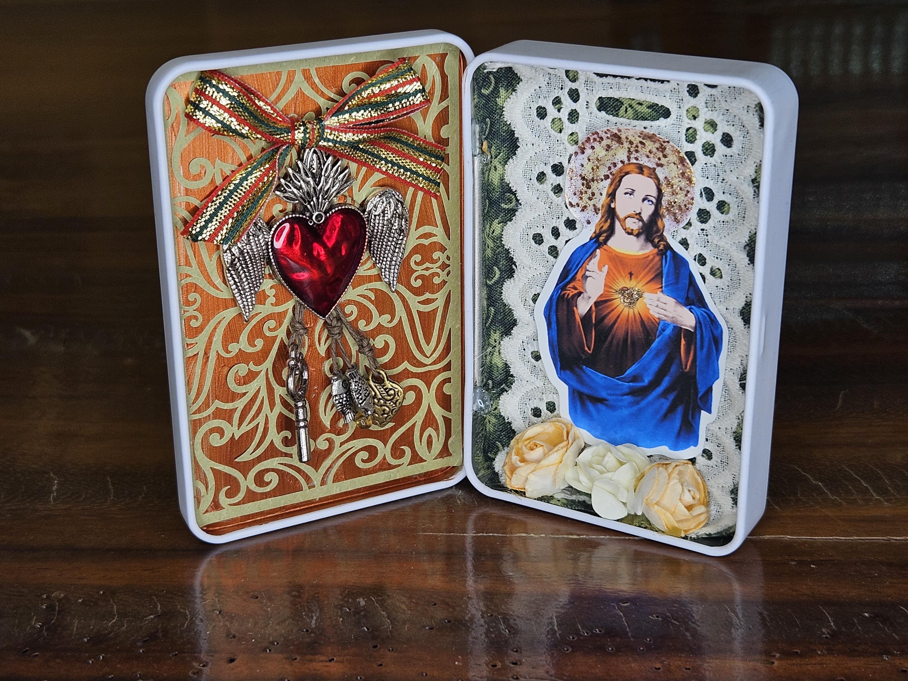 Handmade Mini Christian Shrine: Sacred Heart Altar Tin, USA - Etsy