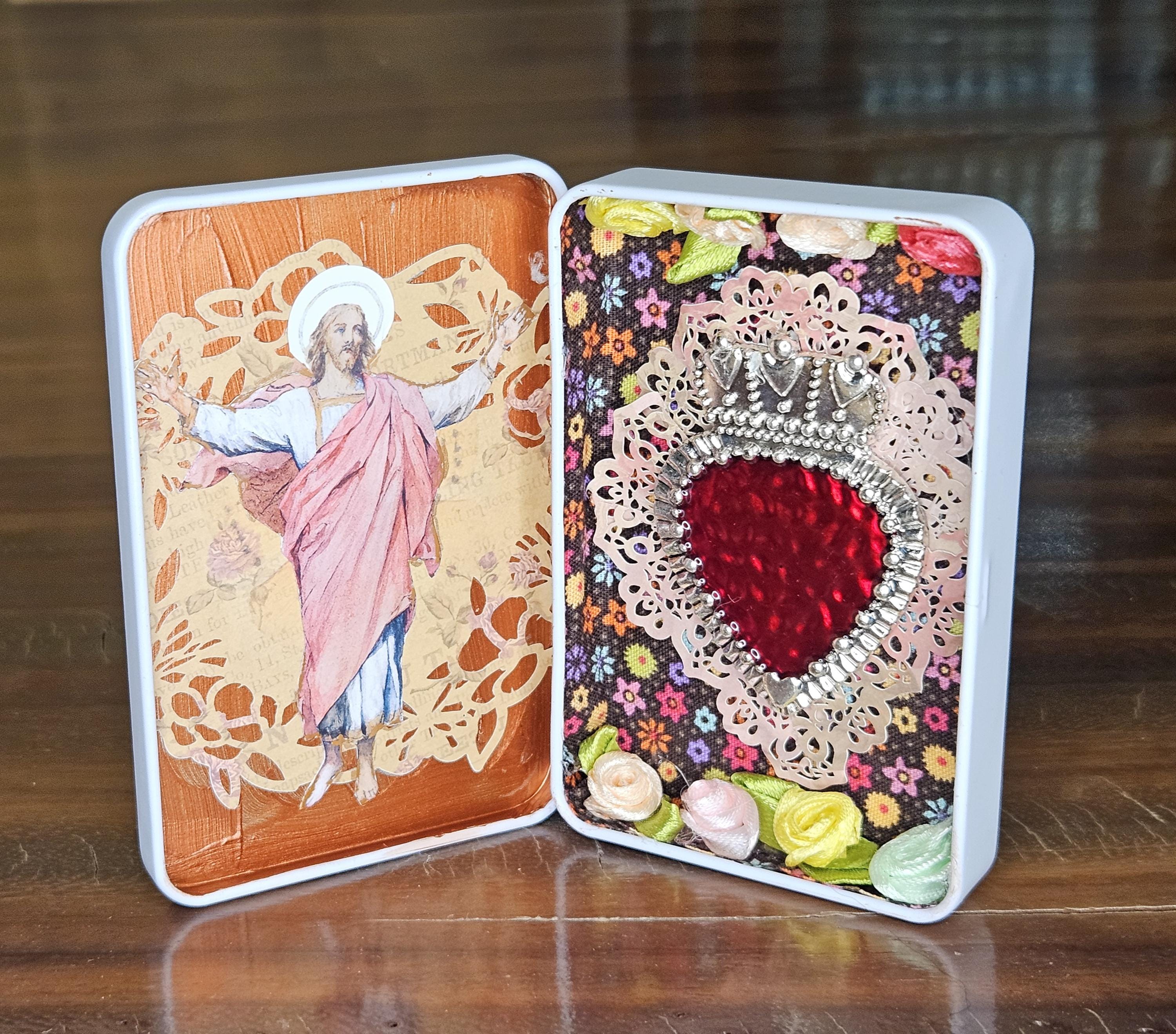 Handmade Mini Christian Shrine: Sacred Heart Altar Tin, USA - Etsy