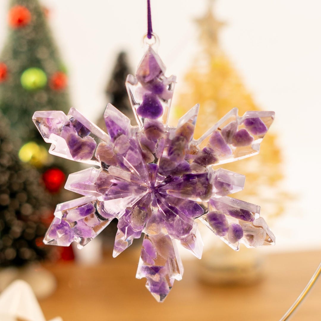 Amethyst Crystal Snowflake Holiday Ornament Hanging Decoration ...