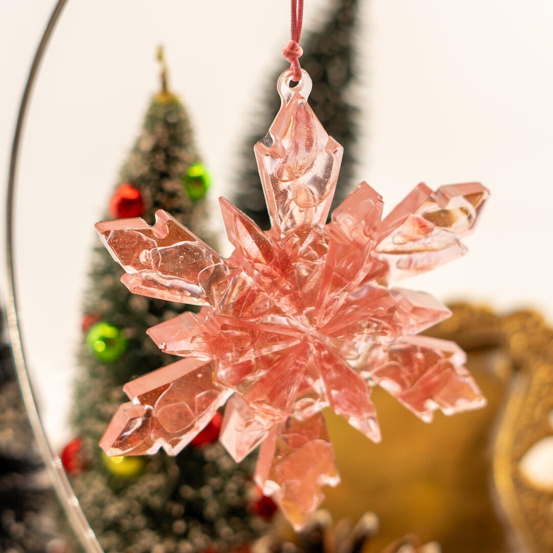 Cherry Quartz Crystal Snowflake Holiday Ornament Hanging Decoration ...