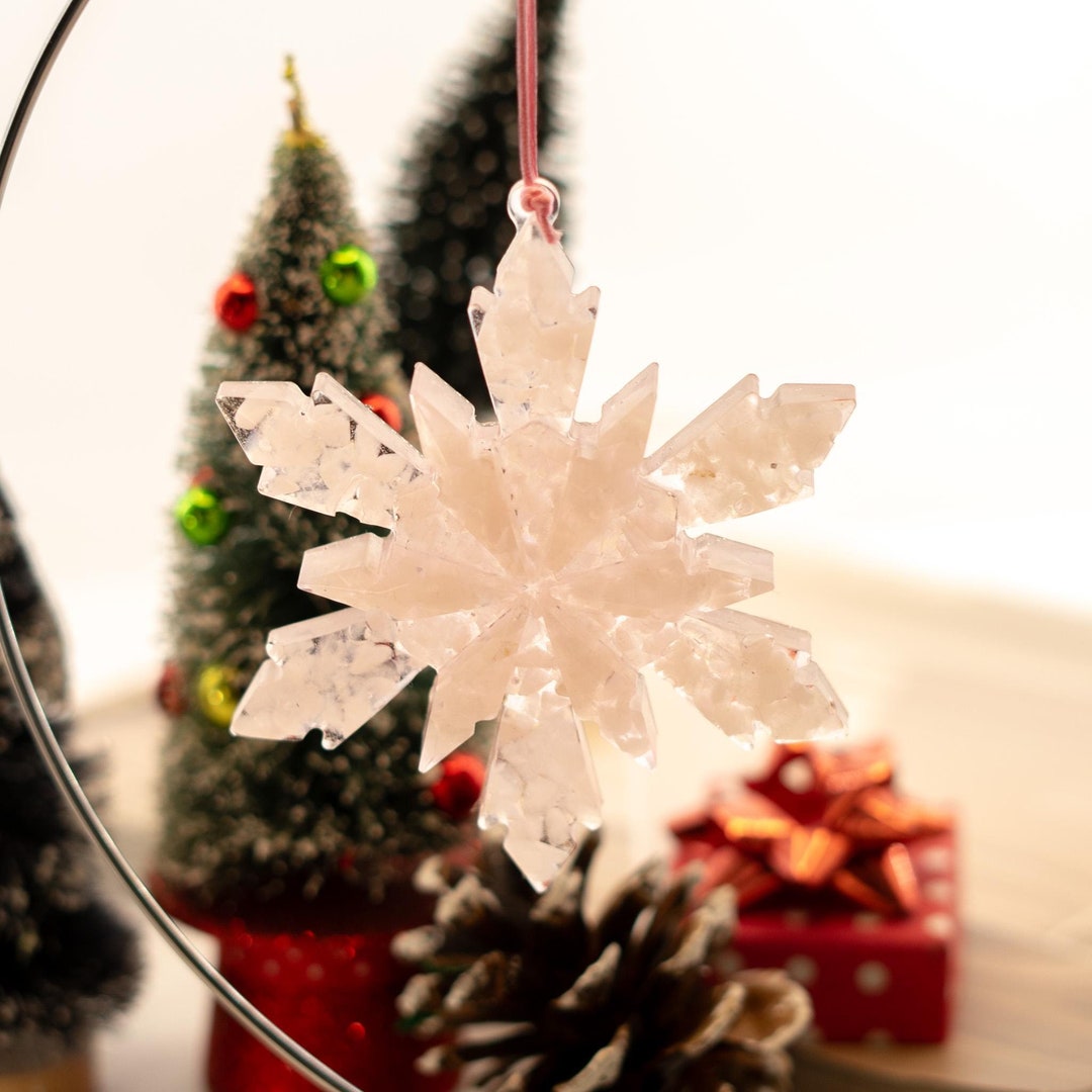 Rose Quartz Crystal Snowflake Holiday Ornament Hanging Decoration ...