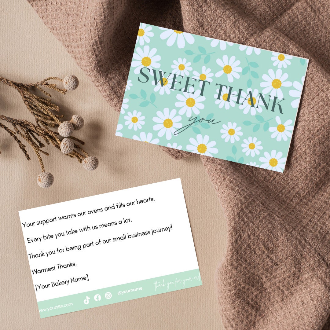 Editable Thank You Card for Canva // for Bakers, Appreciation Card ...