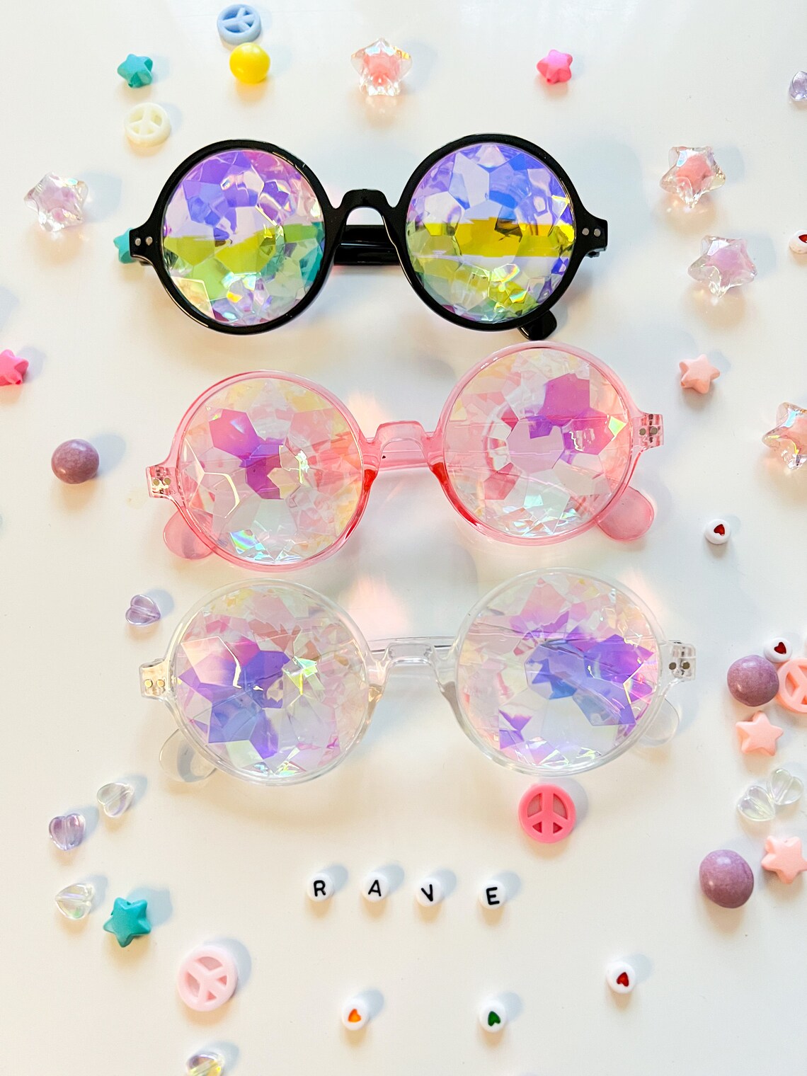 Kaleidoscope Glasses, Rave Sunglasses, Holographic Glasses, Diffraction ...