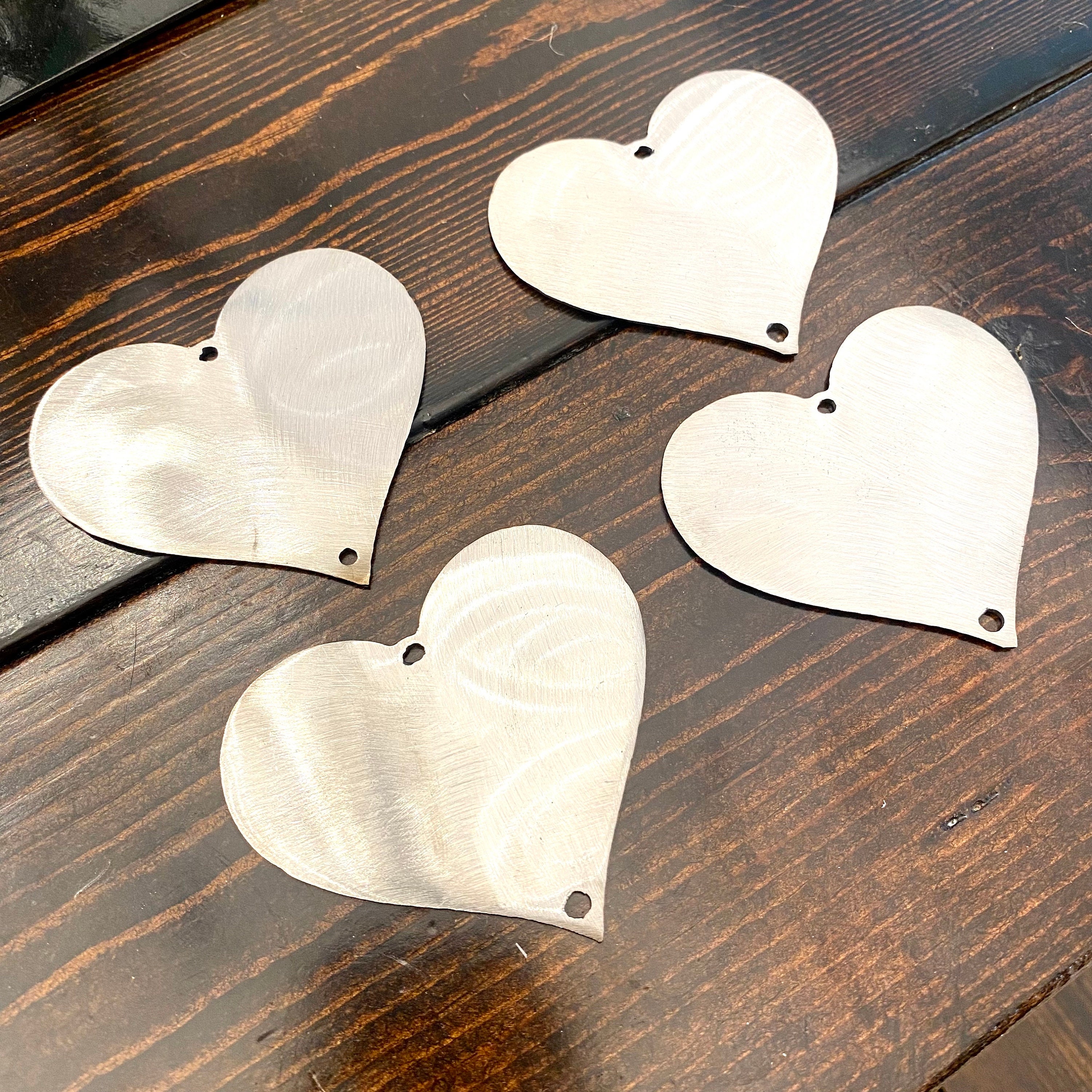 Metal Heart Blanks With Holes Set of 4 DIY Project Supply, Scrap Metal ...