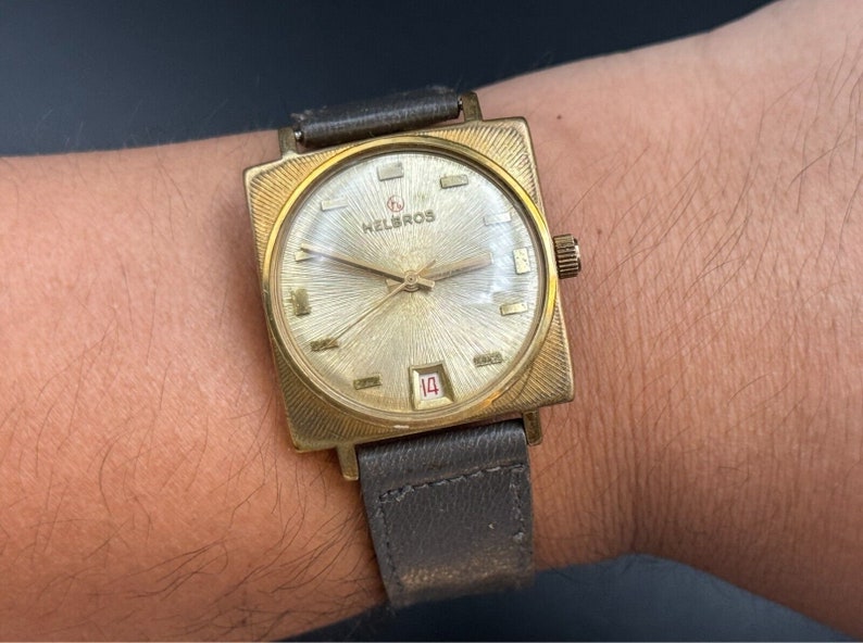 Rare Helbros 1960s Mechanical Square Sunburst Dial Mens Watch,runs - Etsy