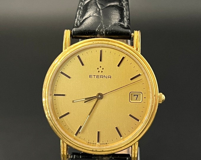 Rare Eterna Swiss Quartz Gold-tone Watch, 34.7mm Case, Vintage ...