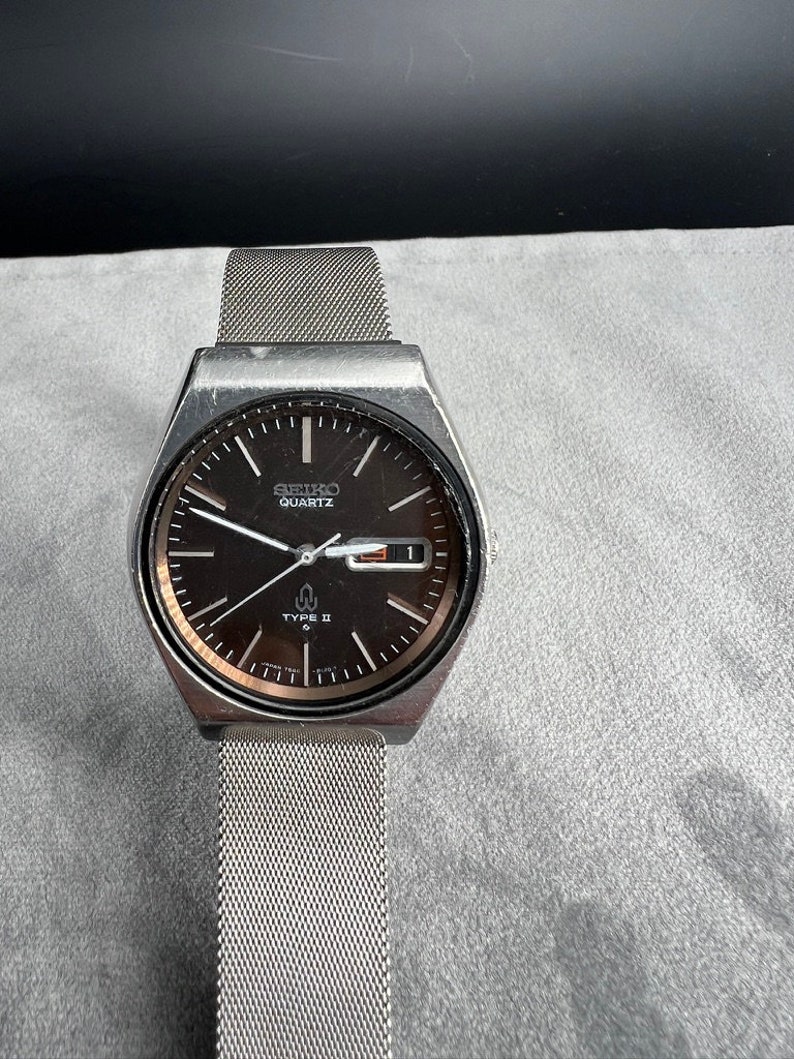 Vintage Seiko Quartz Type II SQ Watch, 7546-8100 Kanji, JDM 1977, Brown ... Vintage Seiko Quartz Type II SQ Watch, 7546-8100 Kanji, JDM 1977, Brown ...