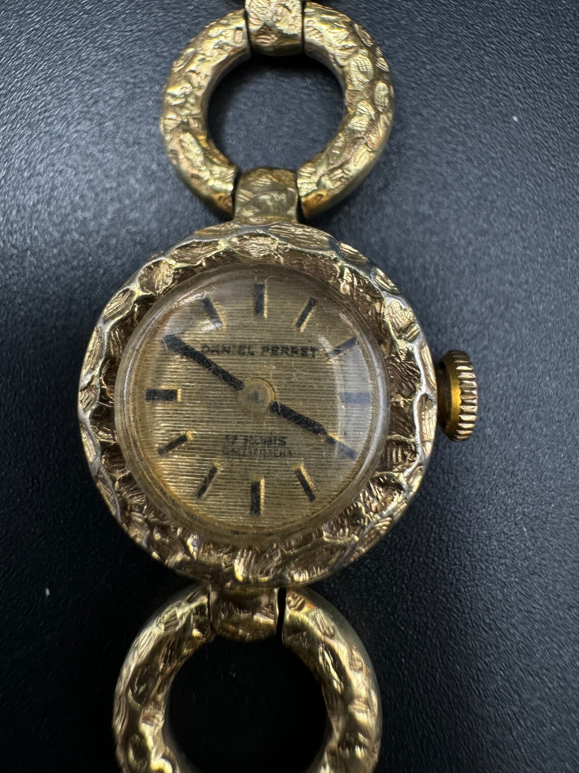 Vintage Daniel Perret Gold Tone Mechanical Watch Rare Ladies Bracelet ...