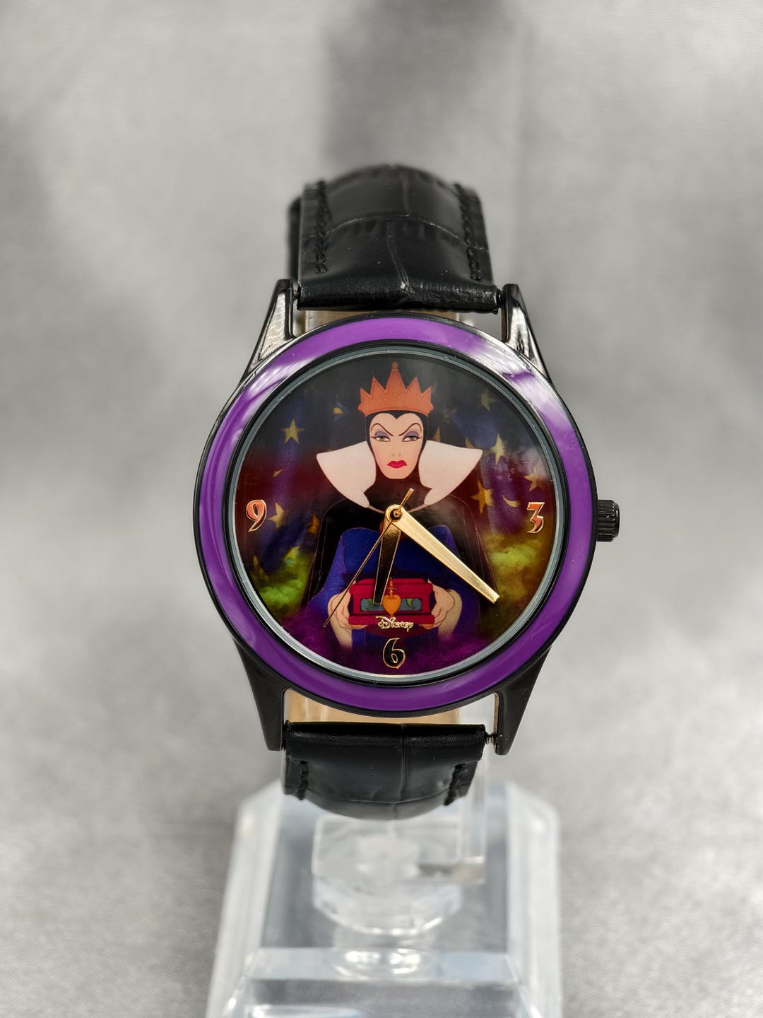 Vintage Disney Parks Evil Queen Quartz Watch, Purple Bezel, Black ...
