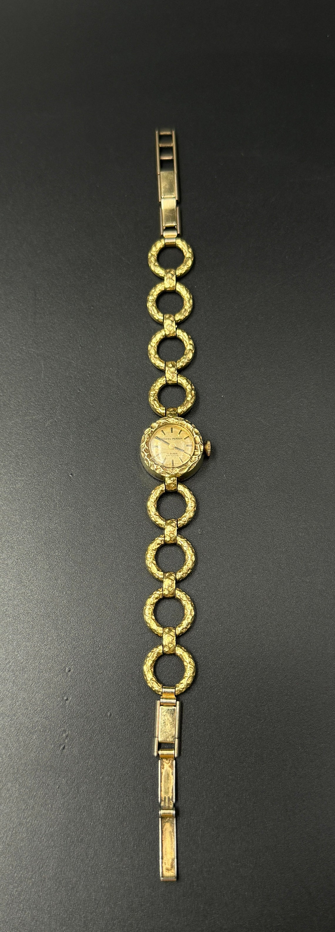 Vintage Daniel Perret Gold Tone Mechanical Watch Rare Ladies Bracelet ...