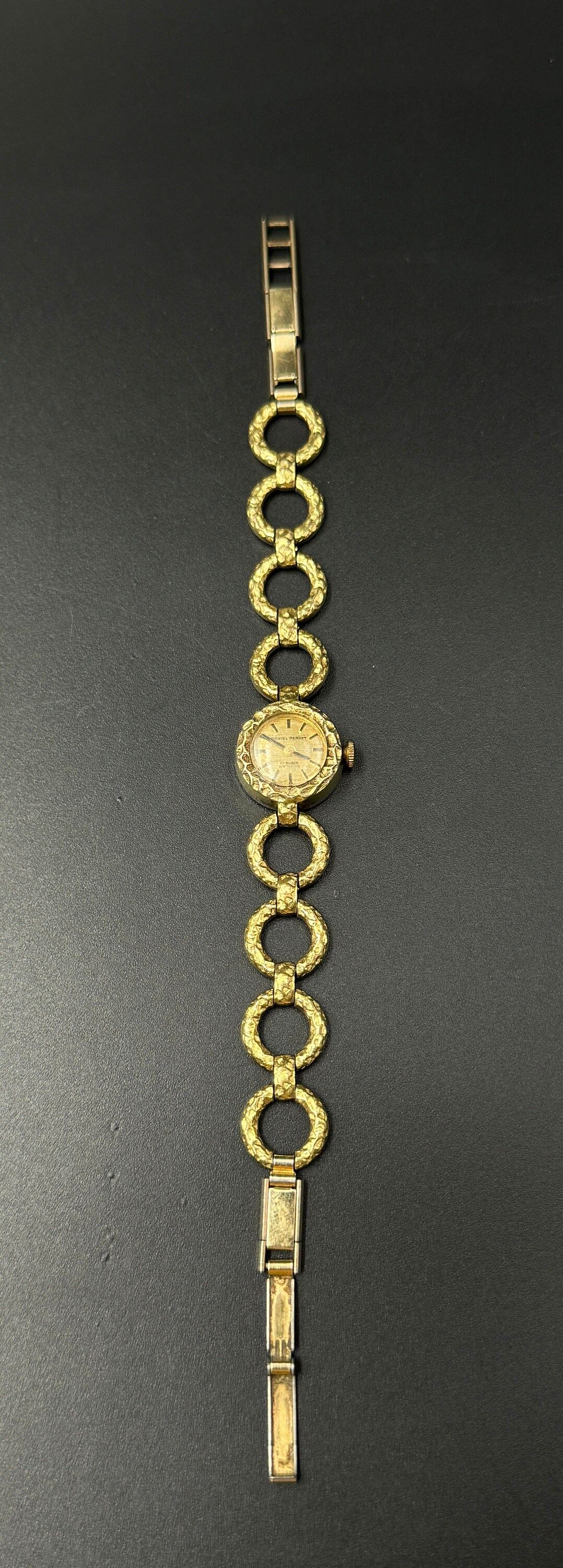 Vintage Daniel Perret Gold Tone Mechanical Watch Rare Ladies Bracelet ...