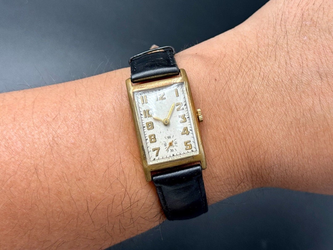 Vintage 1940s Laco Dress Tank Art Deco Mechanical Watch,gold Plate ...