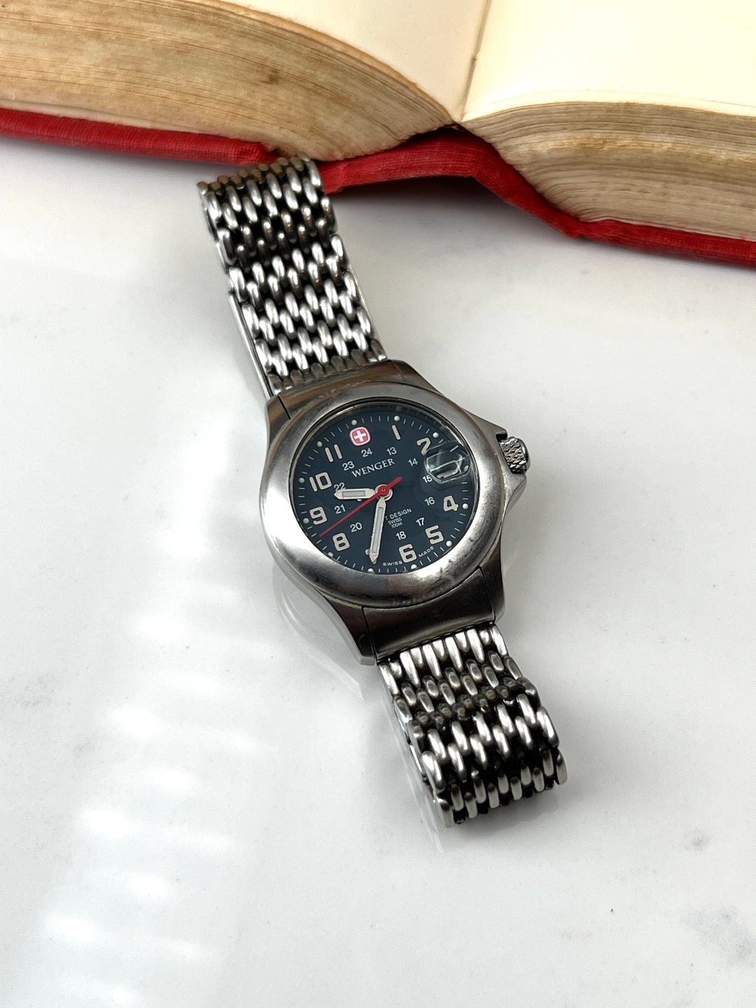 Vintage Wenger SMT Design Women's Quartz Watch Dark Blue Dial ...