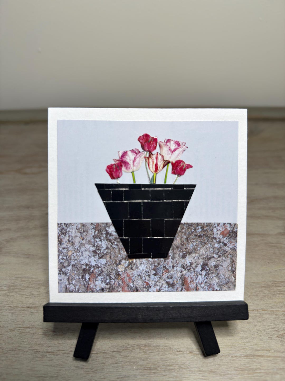 Original Handmade Mini Collage Art - 4X4 Inches, Flower Series, White ...