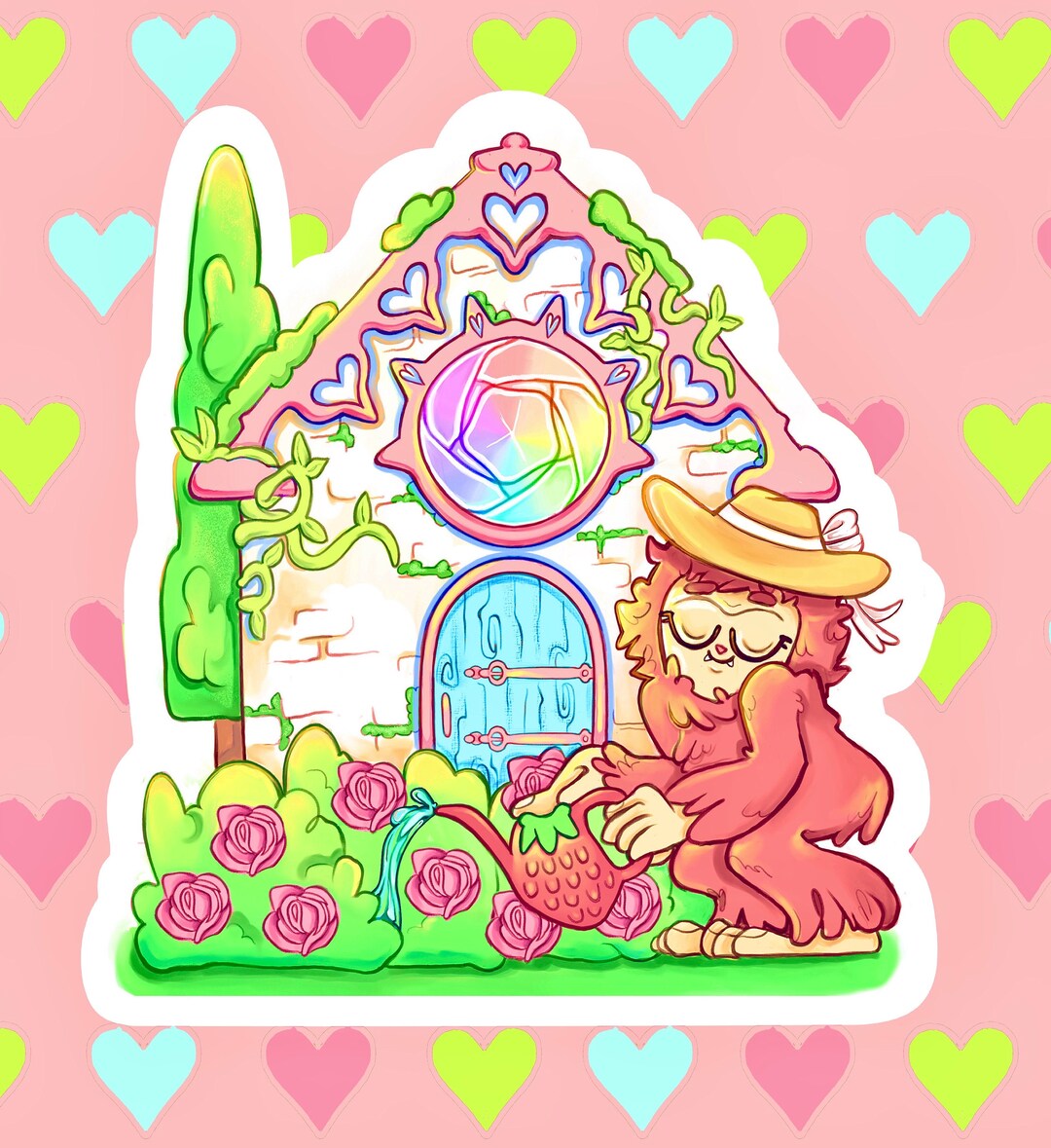 Cottagecore Bigfoot || Cozy Cryptid Sticker || Waterproof ...