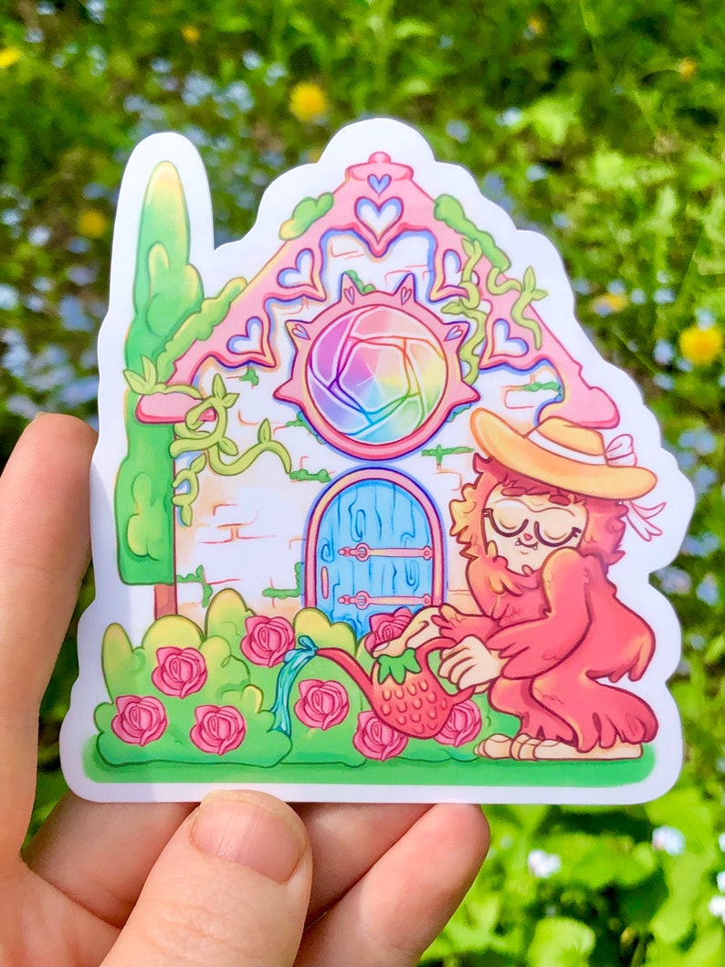 Cottagecore Bigfoot || Cozy Cryptid Sticker || Waterproof ...