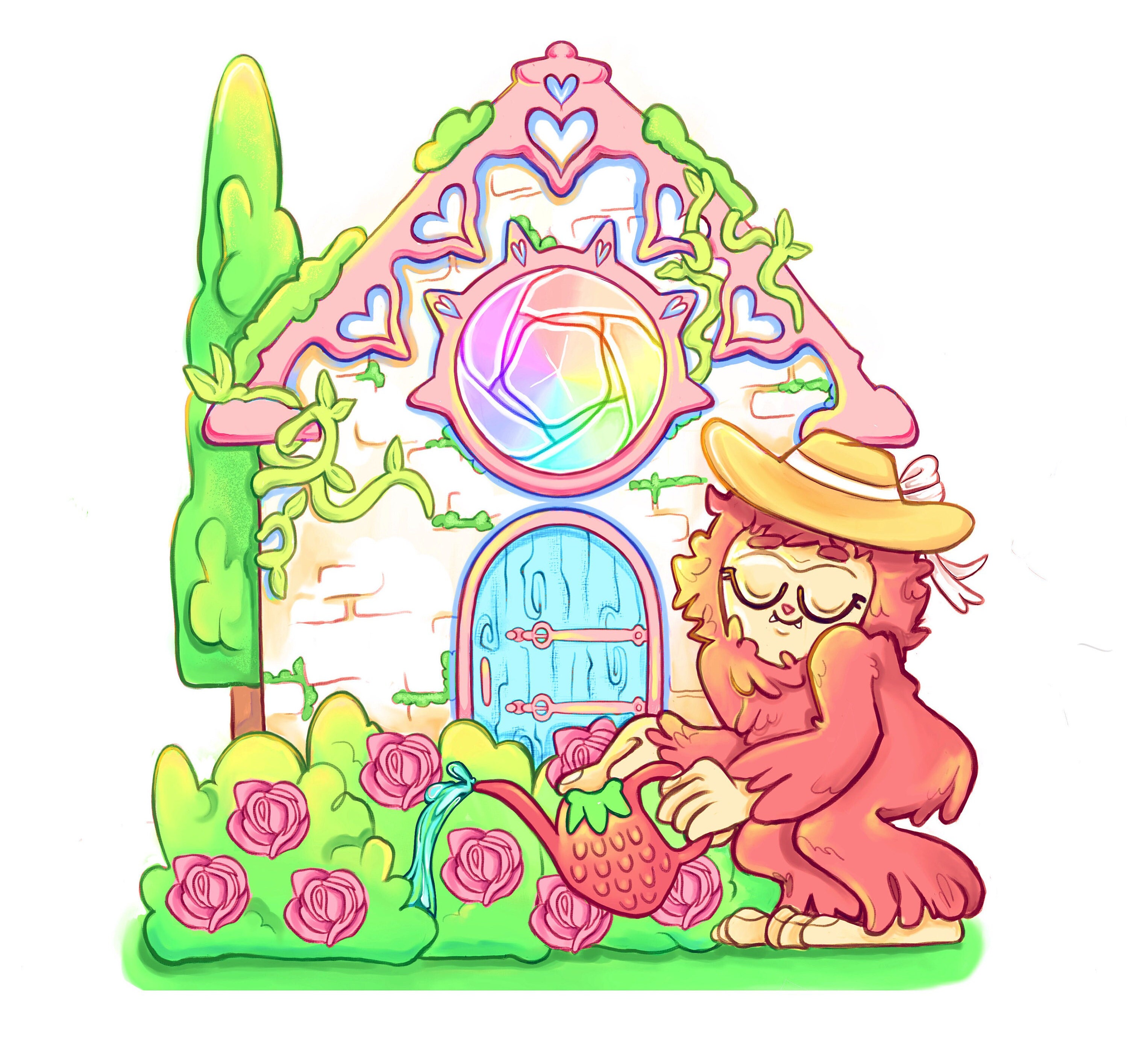Cottagecore Bigfoot || Cozy Cryptid Sticker || Waterproof ...