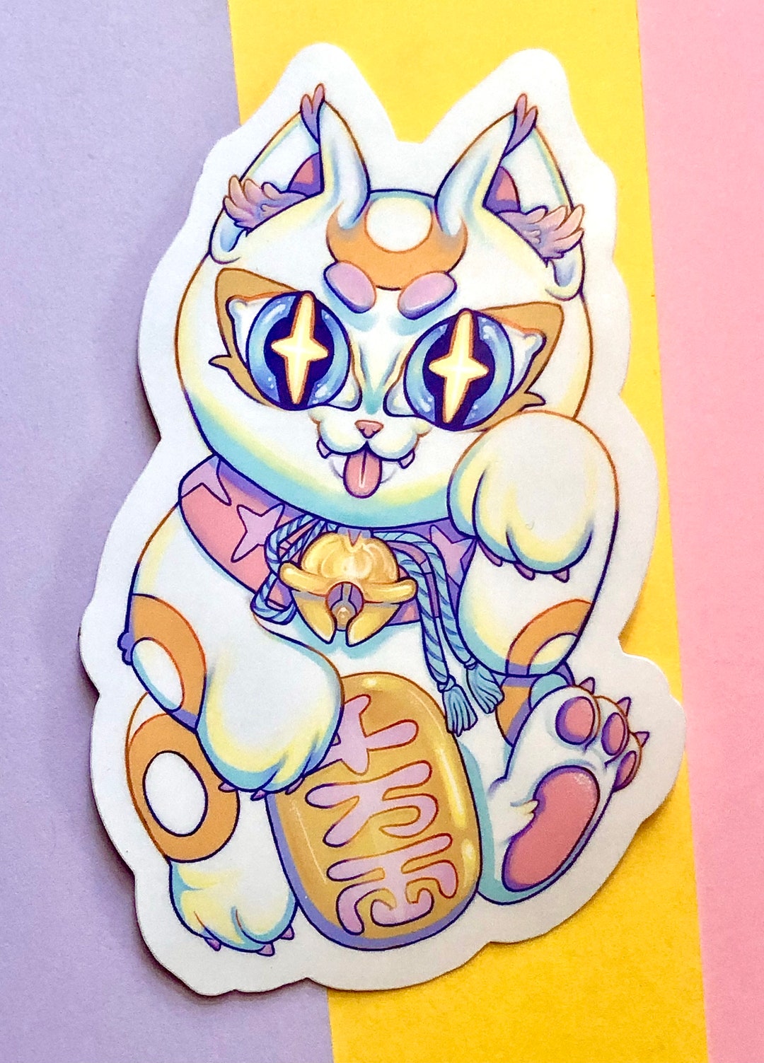 Maneki Neko Sticker || Cute, Colorful Cat Sticker || Waterproof ...