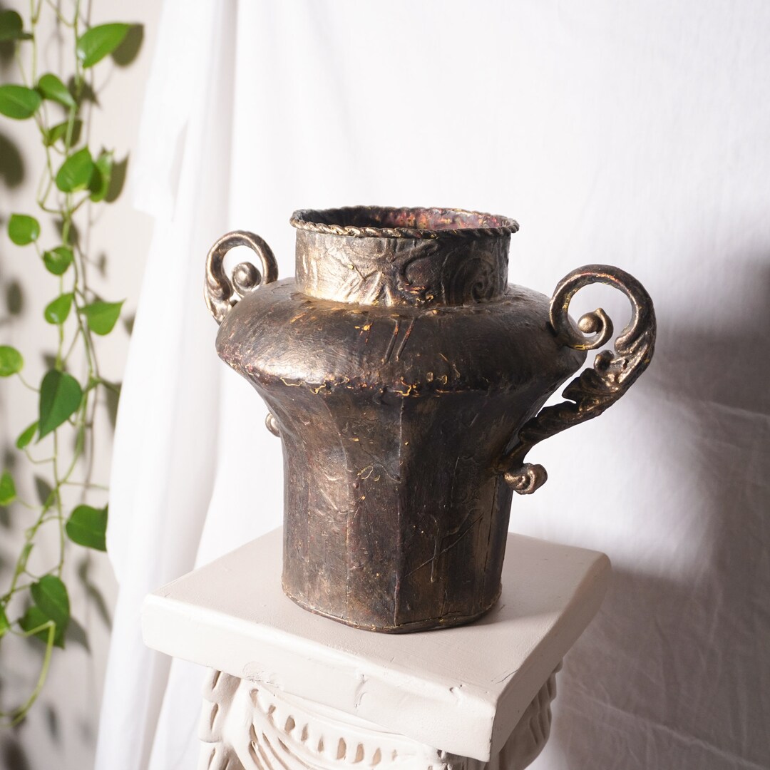 Large Vintage Metal Urn Metal Large Urn Greek Inspired Vase - Etsy