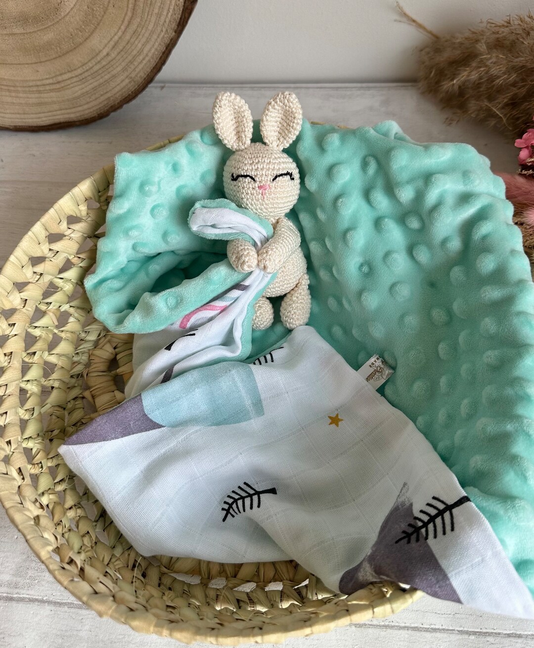 Doudou Fabric Diaper Rabbit Comforter Babyshower - Etsy