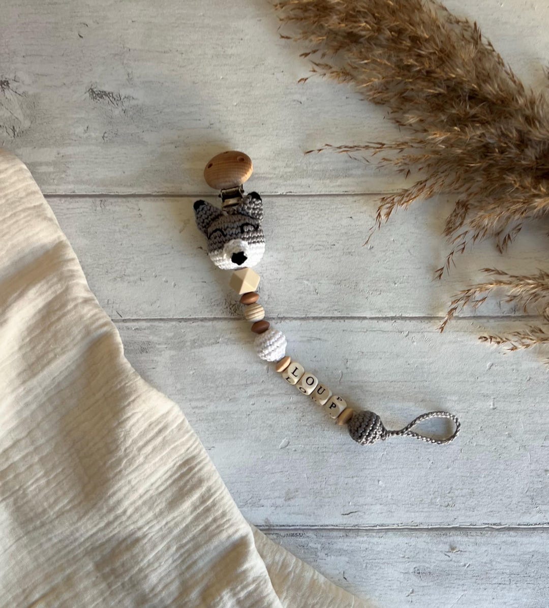 Personalized Wolf Pacifier Clip Crochet Wolf Wolf Amigurumi - Etsy